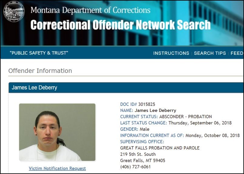 BOLO Alert – Wanted In Montana: James Lee Deberry